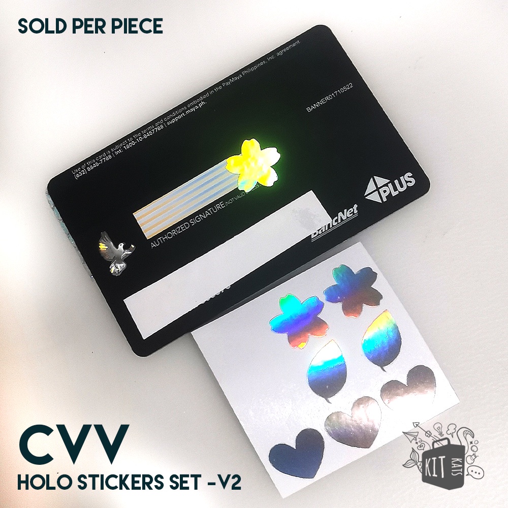CVV holo sticker cover Version 2 (heart, flower, leaf shape) | Shopee ...