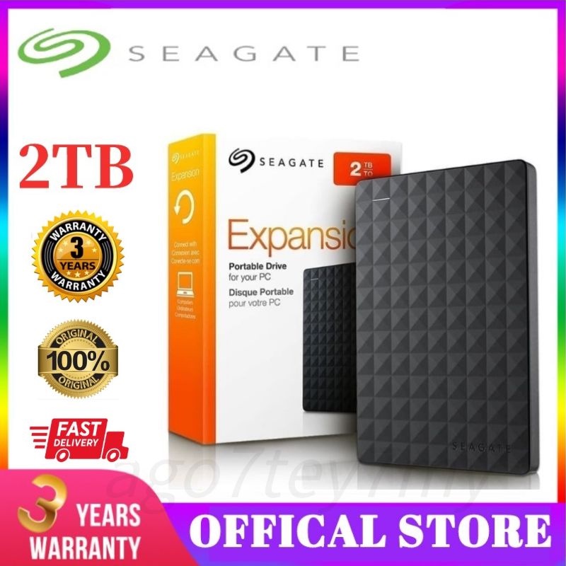 Seagate External Hard Drive Expansion USB 3.0 HDD 2TB Portable 2.5 ...