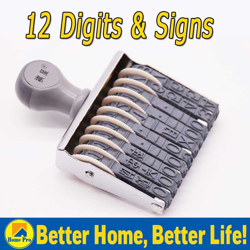 12 Digit Number Handle Stamp Symbol DIY Scrapbooking Date Mark Rolling ...