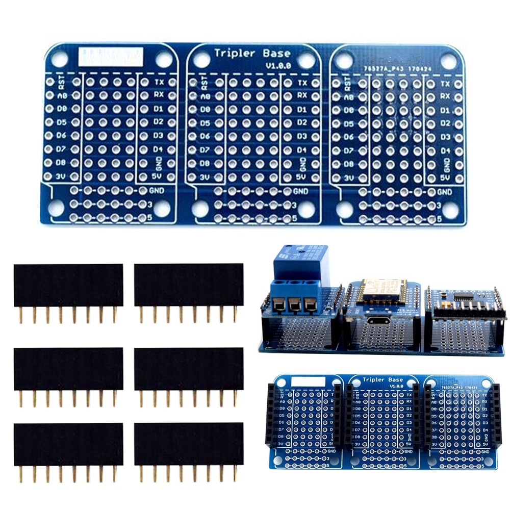 Wemos Triple Socket Three Base Shield For Wemos D1 Mini Nodemcu Arduino Esp8266 Beecost