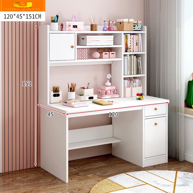 Computer desk desktop home writing simple modern small bookshelf ...