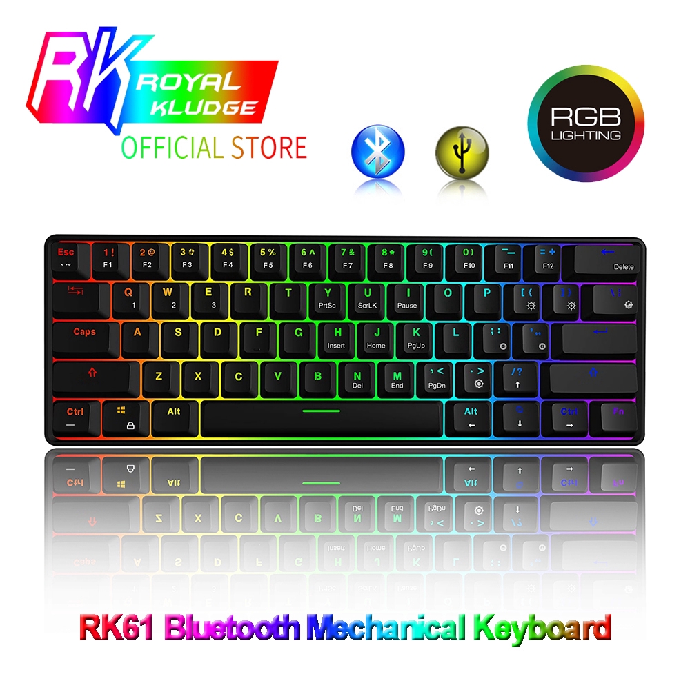 RK61 RGB Mechanical Gaming Keyboard Small Compact 61 Keys Wireless ...