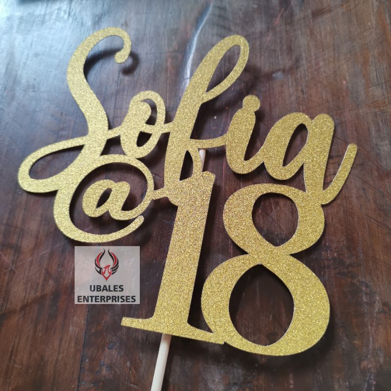 CUSTOMIZED DEBUT CAKE TOPPER - glittered cardstock (with ACRYLIC STICK ...