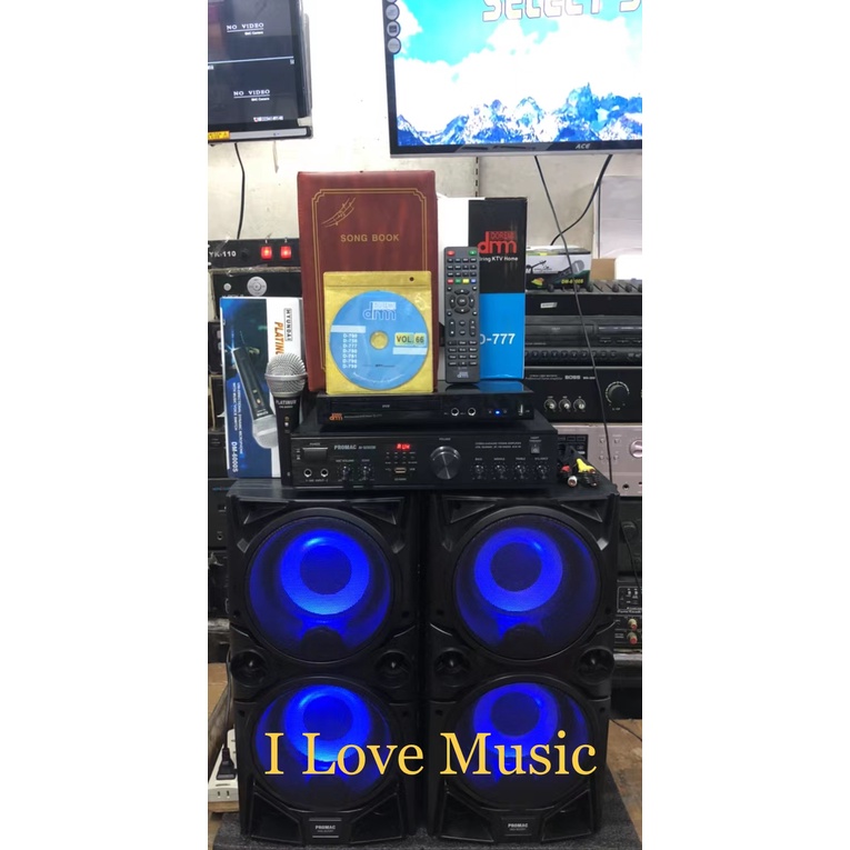 KARAOKE SET PROMAC HAS-6532BT home karaoke speaker system w/ D777 MIDI ...