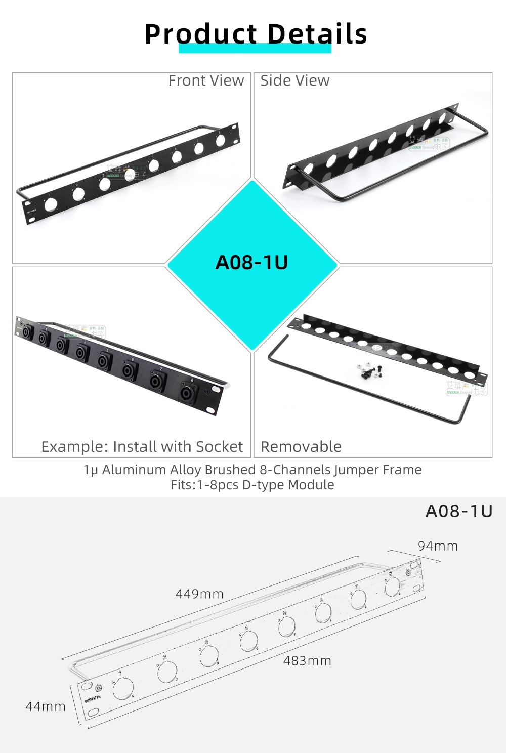 1U 2U Rack Patch Panel 8 12 16 24 Way Channel 1U 2U Flight Case Mount ...