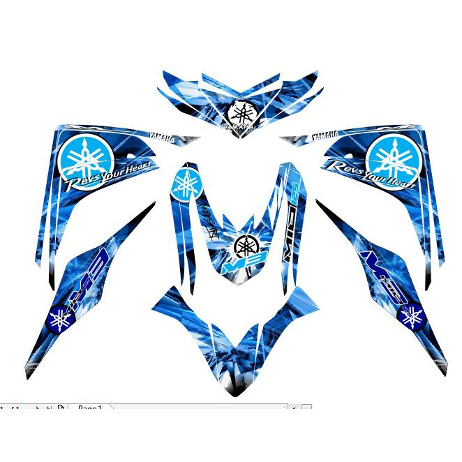 Decals, Sticker, Motorcycle Decals for Yamaha Mio I 125, 027,Blue 1 ...
