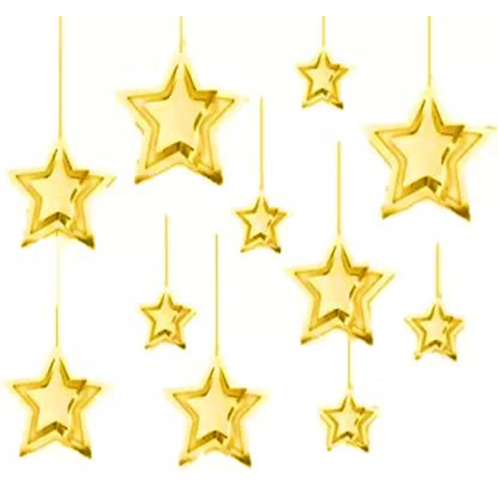 11pc Gold Star Hanging Decoration 3D Decorating Kit Mix Size Tinkle ...