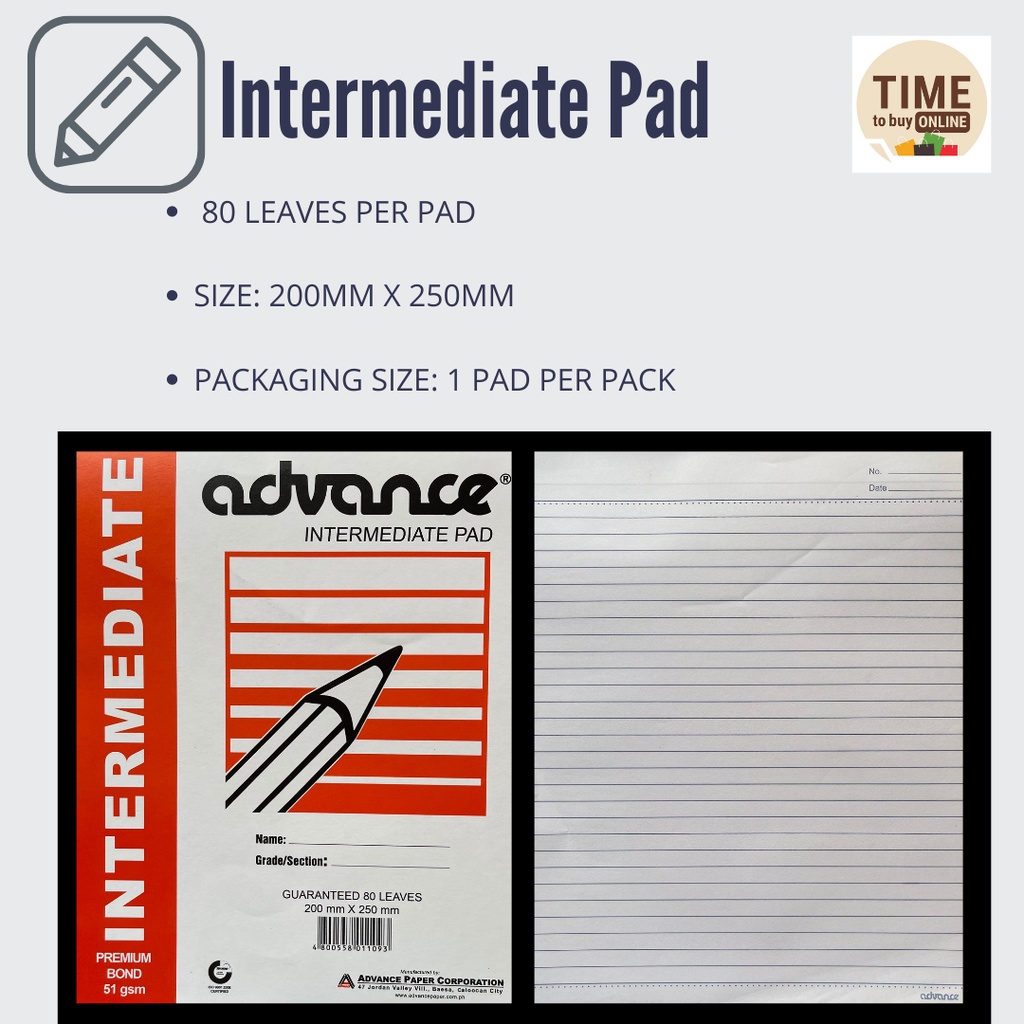 Intermediate Pad (Advance) 80 leaves per pad | Shopee Philippines