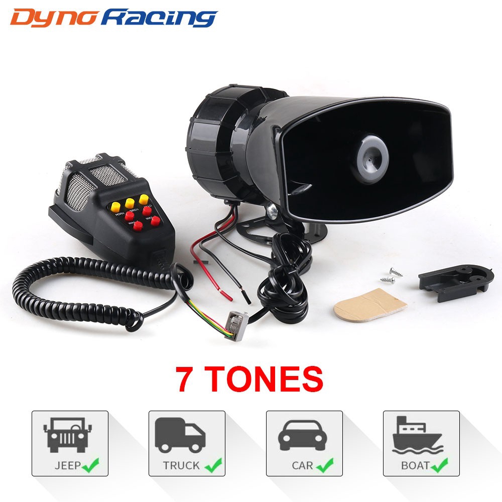 Universal 12V 100W Car Warning Alarm Horn 7 Tones Police Fire Loud ...