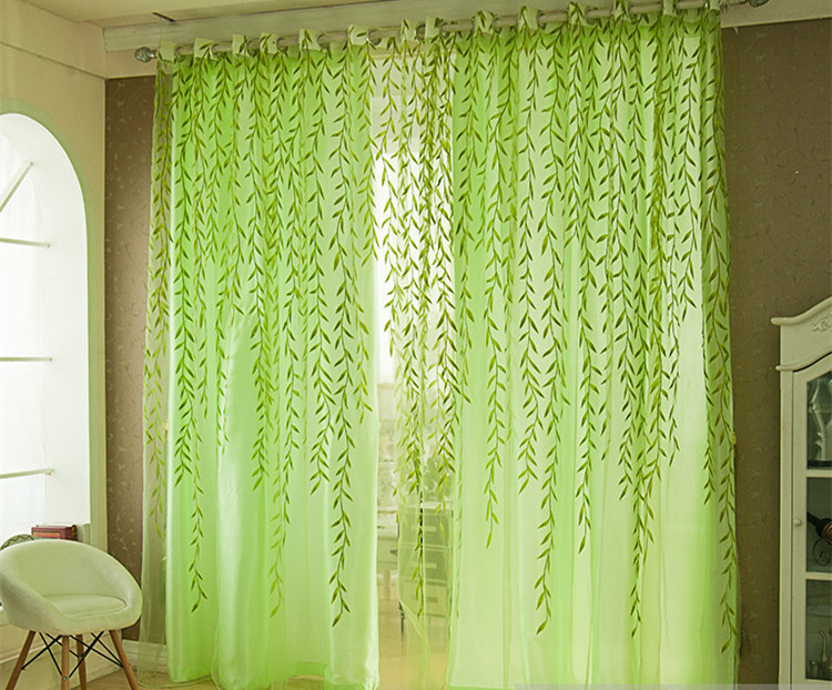 Elegant Green Curtain Sale COD Catkins New Design Leaf Kurtina for ...