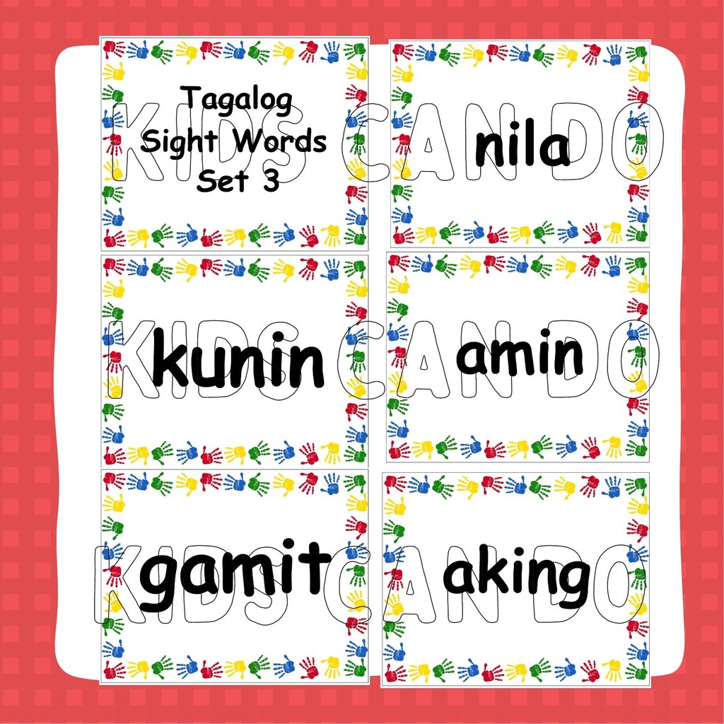 Tagalog Filipino Sight Words For Children Learning Filipino Words 