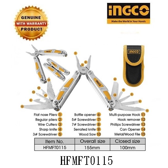 INGCO HFMFT0115 Multi Function Pocket Knife | Shopee Philippines