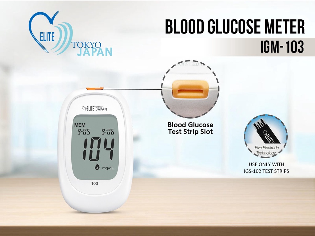Indoplas Elite Blood Glucose Meter Glucometer Monitoring System IGM103 ...