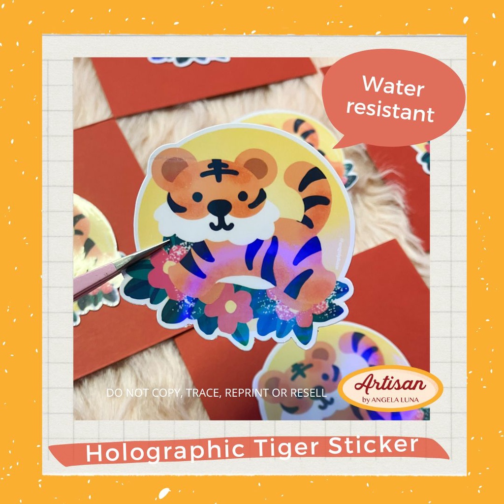 Cute Tiger Holographic Water resistant Stickers | Shopee Philippines