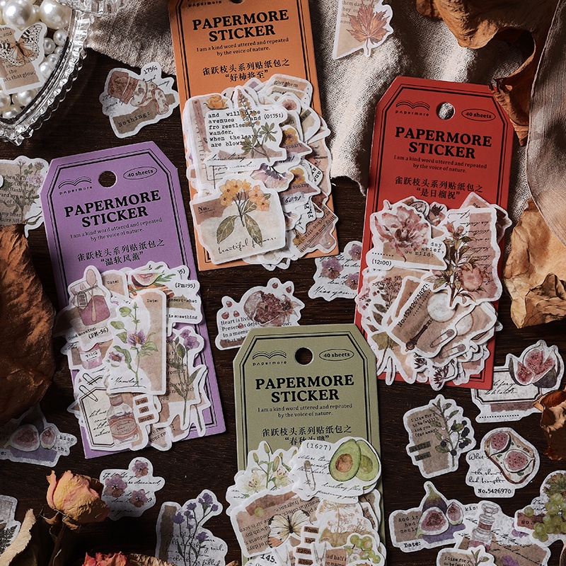 ENWEI 40 Pcs Jumping For Joy Series Retro Journal Stickers Washi Paper ...