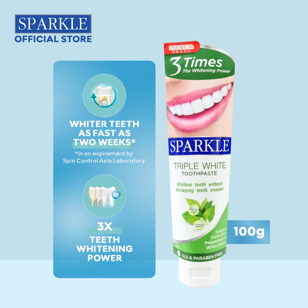 SPARKLE Triple White Healthy Whitening Toothpaste 100g | Shopee Philippines