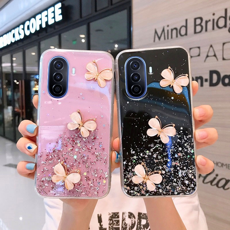 Shiny Case Huawei Nova Y70 2022 Cover Glitter Crystal Butterfly Design ...