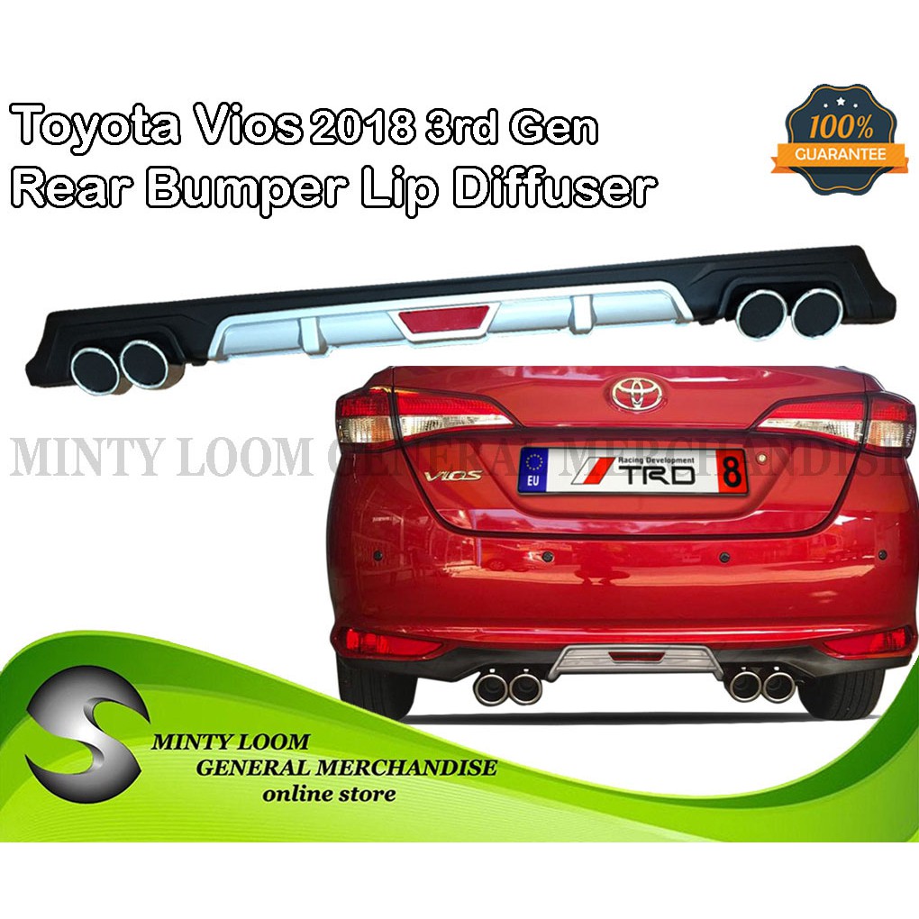 Toyota Vios 2018 3rd Gen Rear Bumper Lip Diffuser (Matte Black/Silver ...