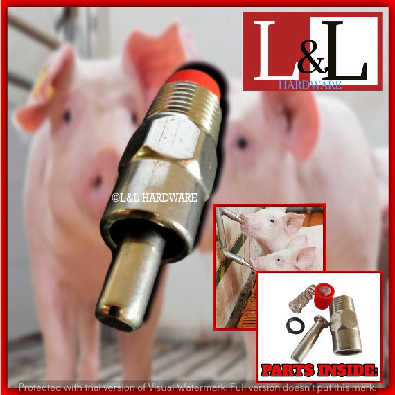 3207 1PCS Stainless Steel Automatic Pig Drinker Waterer Red Cap ...