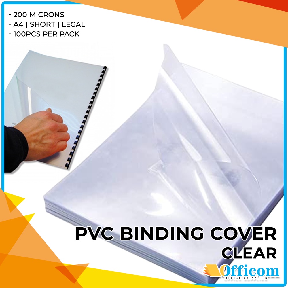 100pcs Officom PVC Binding Cover Clear 200 Microns A4 | Short | Legal ...