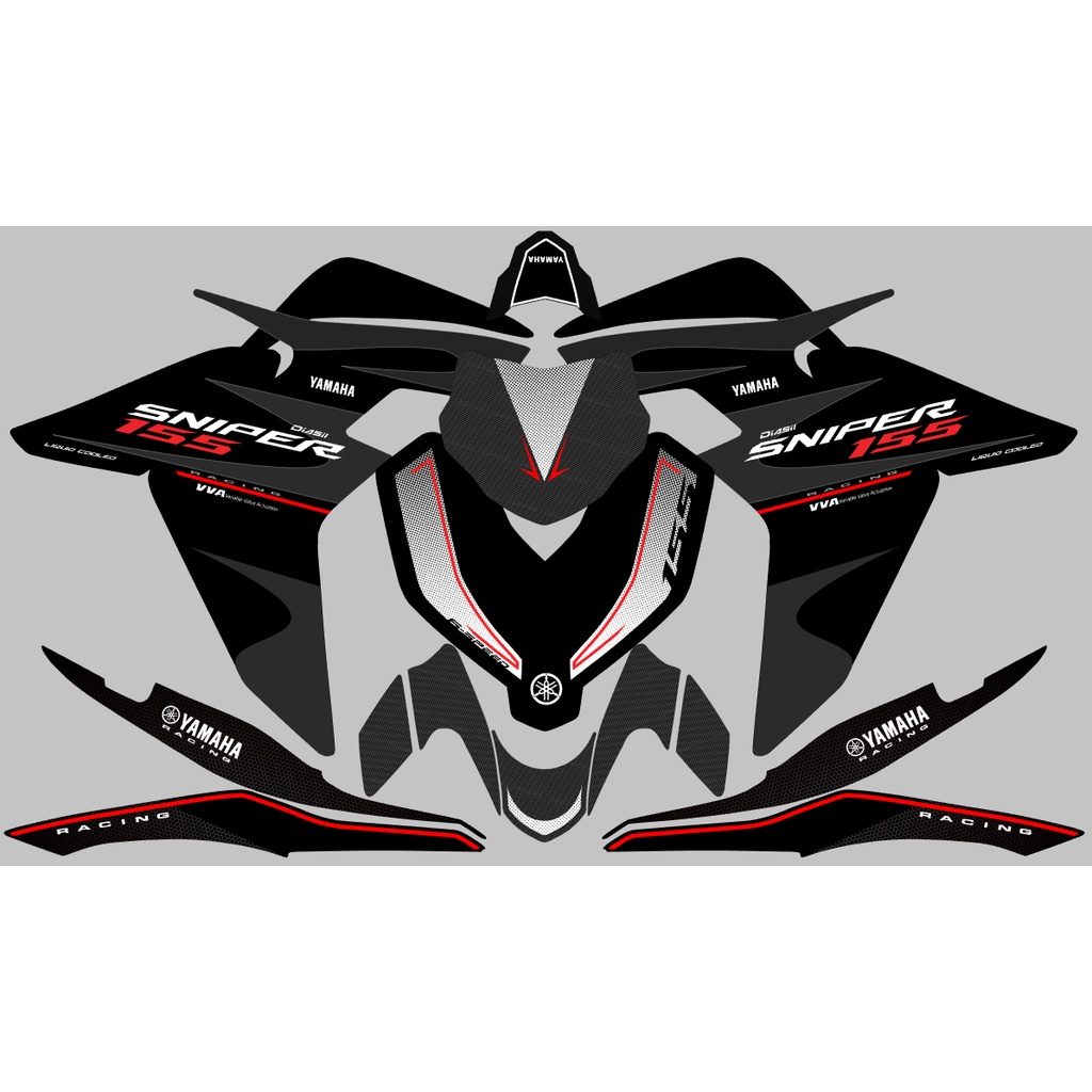 Sniper 155 Fulldecals laminated GLOSSY BLACK STICKER | Shopee Philippines