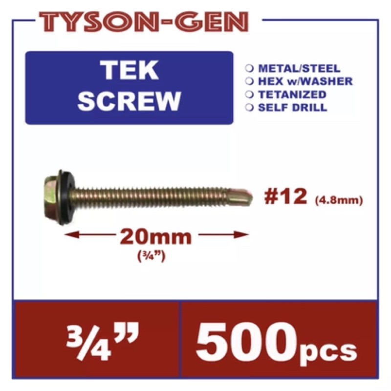 500pcs Tekscrew for Metal 12 x 20mm ( 3/4” ) - Self Drilling Teks Screw for Steel 500 pieces ...