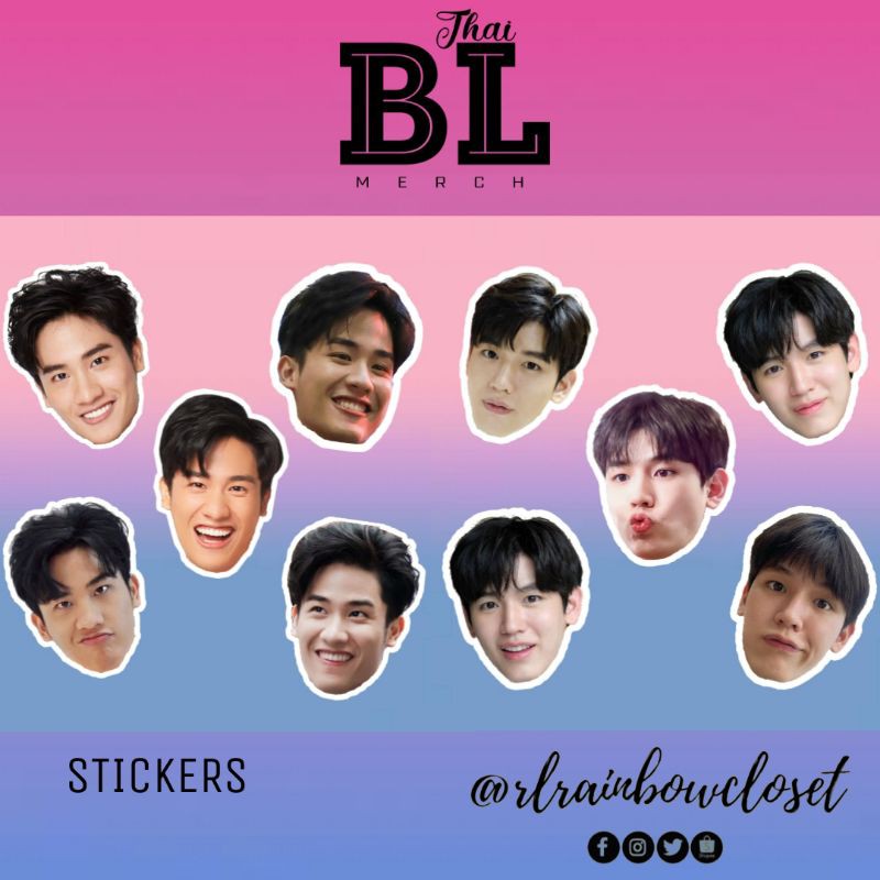 Tay Tawan & New Thitipoom TayNew Laminated Bubble Head Sticker Set ...