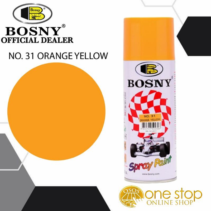 Bosny 100% Acrylic Spray Paint Orange Yellow No. 31 •OSOS• | Shopee ...