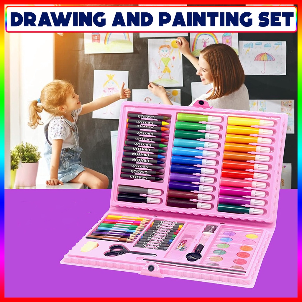 86 pcs Coloring set School supplies Water Color Pen Crayon Drawing Art ...