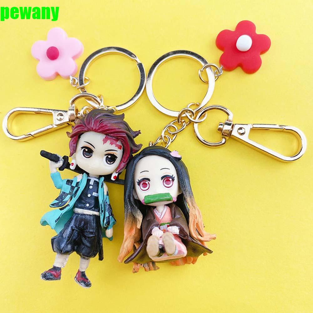 PEWANY Anime Key Rings Cartoon Demon Slayer KeyChains Kimetsu No Yaiba ...