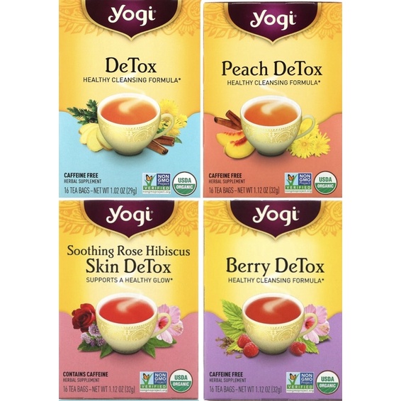 Yogi Tea, Detox (Original, Peach, Rose Hibiscus, Berry) | Shopee ...