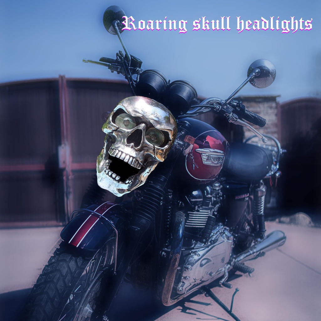 Fashion Led Motorcycle Resin Skull Headlight Motorbike High Low Beam ...