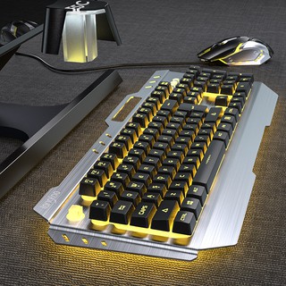 White LED light Backlight Gaming Keyboard and Mouse Combo Mechanical ...