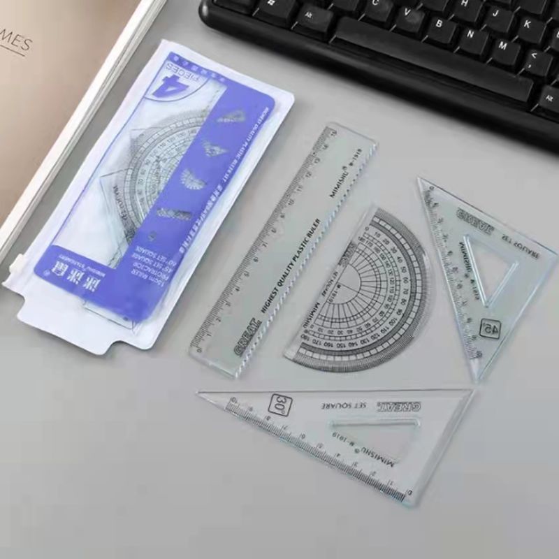 Ruler Set Drawing Measurement Triangle ruler straightedge Protractor ...
