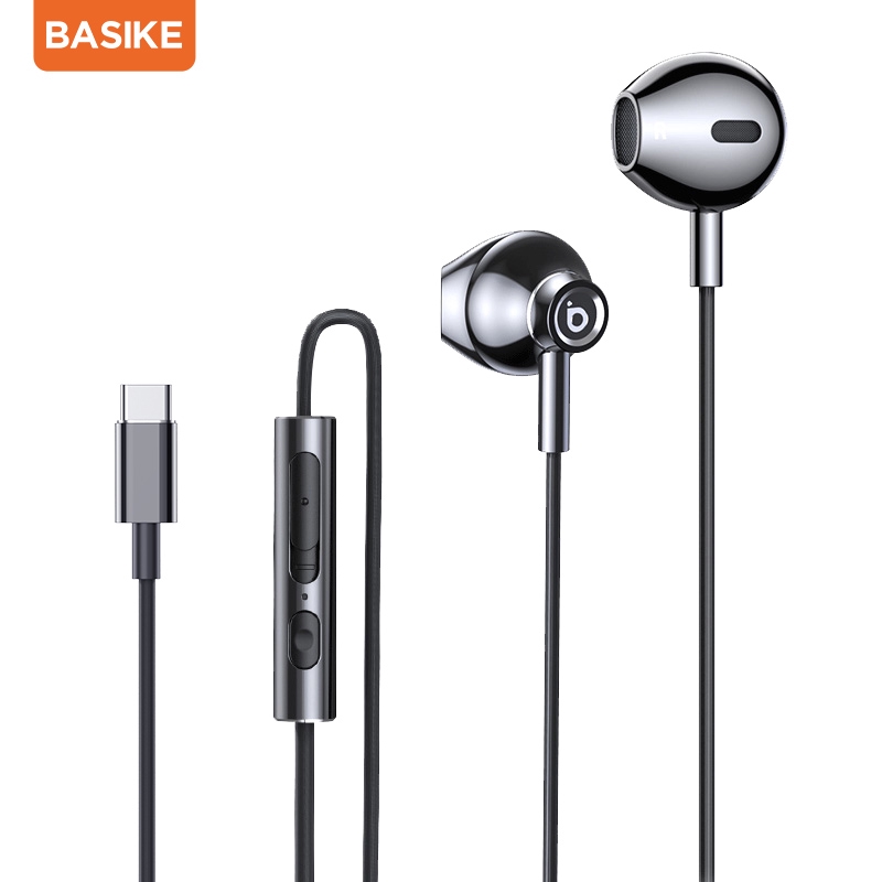 Basike Mt36 Earphone 6D Bass HiFi Stereo Type-C Earphones With Mic And ...