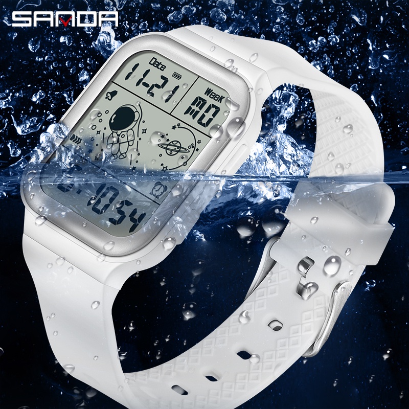 SANDA Men Watch Sports Watches Fashion Countdown Waterproof LED Digital ...