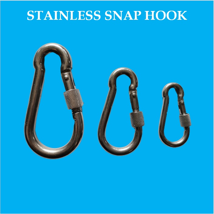 Heavy Duty Stainless 304 & Galvanized Carabiner Snap Hook with Lock 6MM ...