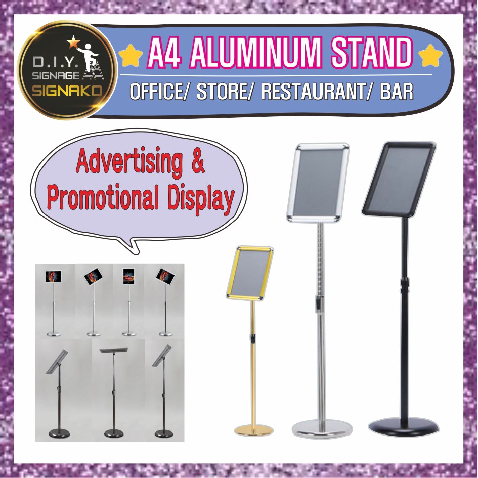 A4 Aluminum Sign Stand / Display Frame Standee Office Store Promo Menu ...