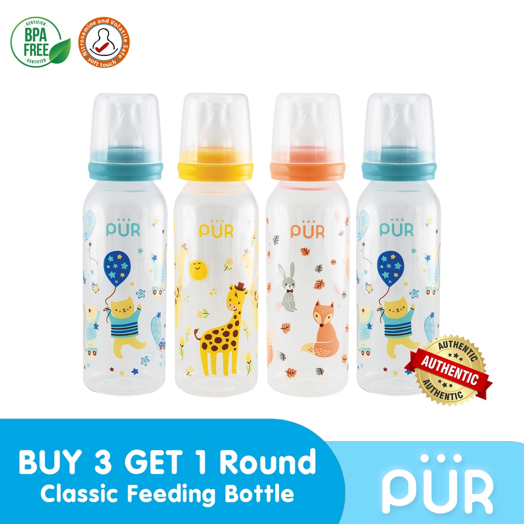 Pur 8oz Round Classic Slimneck Feeding Bottle - BUY 3 GET 1 (Anti-Colic ...