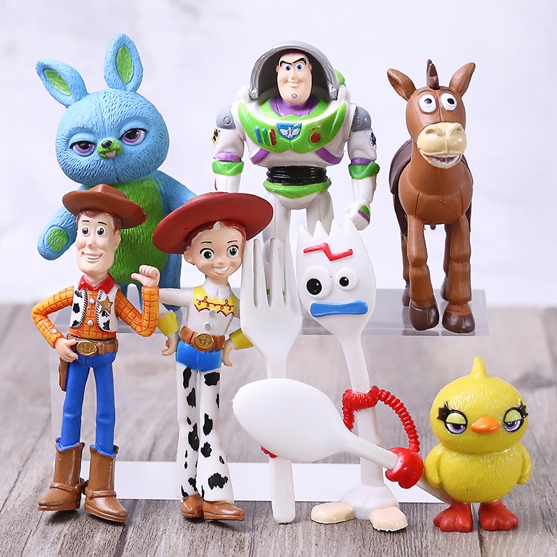 7pcs/set 4-7cm Toy Story 4 Woody Buzz Lightyear Jessie Forky PVC Q ...