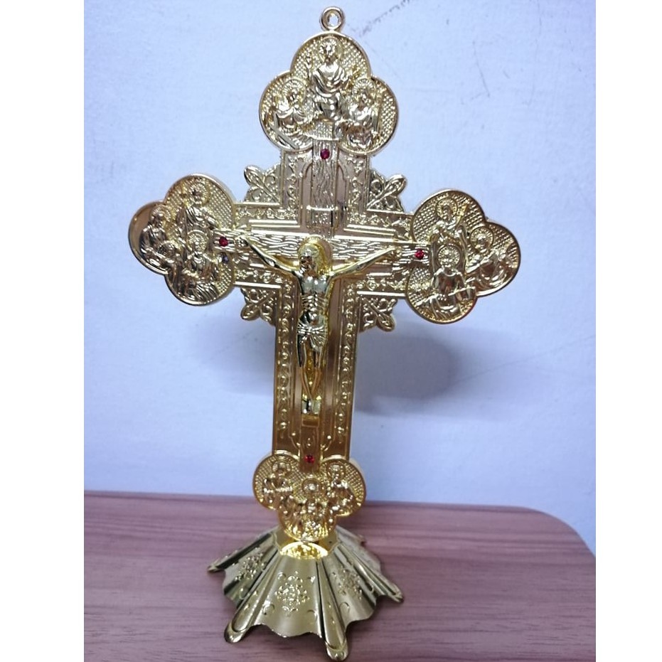JESUS CRUCIFIX CROSS STAND / BRONZE/GOLD/ANTIQUE/ 20 CM HEIGHT (BUY 1 ...
