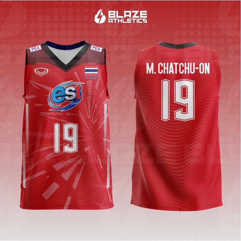 RED Thailand Volleyball ver. 2 (SLEEVELESS) FULL SUBLIMATION Volleyball ...