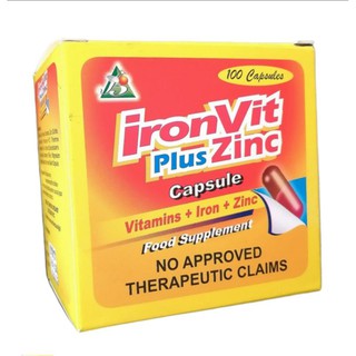 IronVit plus zinc Capsule Vitamins + Iron 100 capsules Multivitamins ...