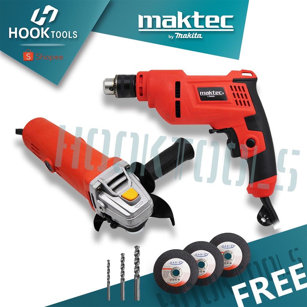 HOOK 2in1 Maktec 510W Hand Drill and 820W Grinder Set | Shopee Philippines