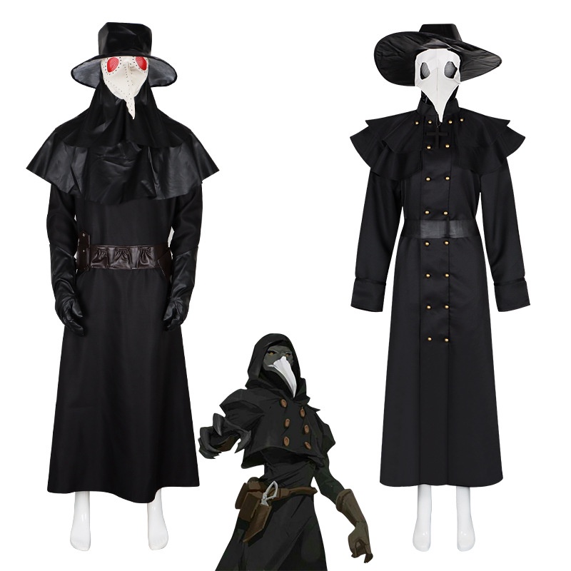 Plague Doctor Cos Costume Dark Dungeon Hero Costume Crow Beak Mask ...
