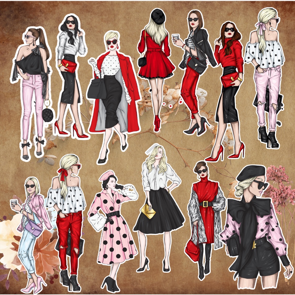 20 Pieces Girl Fashion Stickers SET 1 | Shopee Philippines