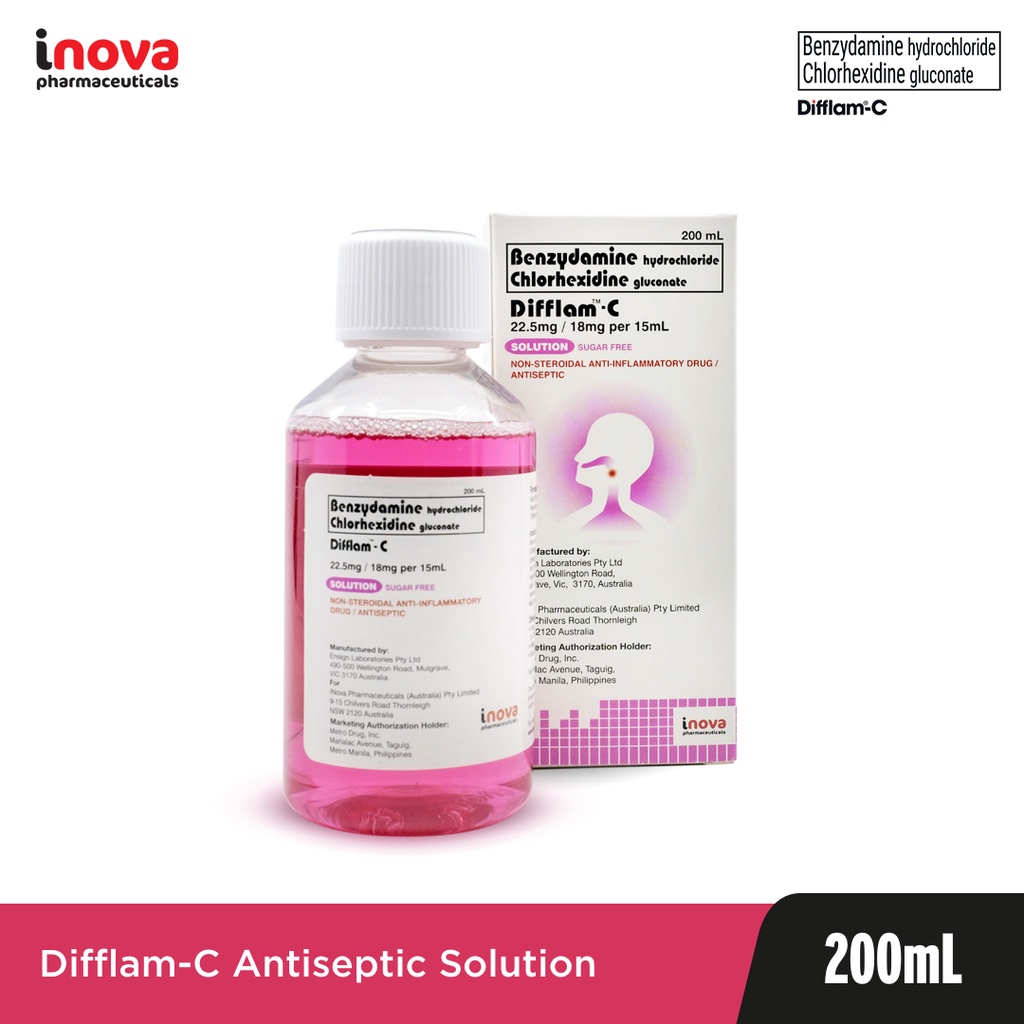 Difflam-C Antiseptic Solution 200ml | Shopee Philippines