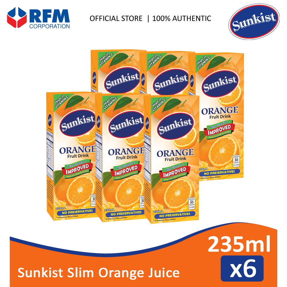 Sunkist Slim Orange Juice 235ml - Set of 6s | Shopee Philippines