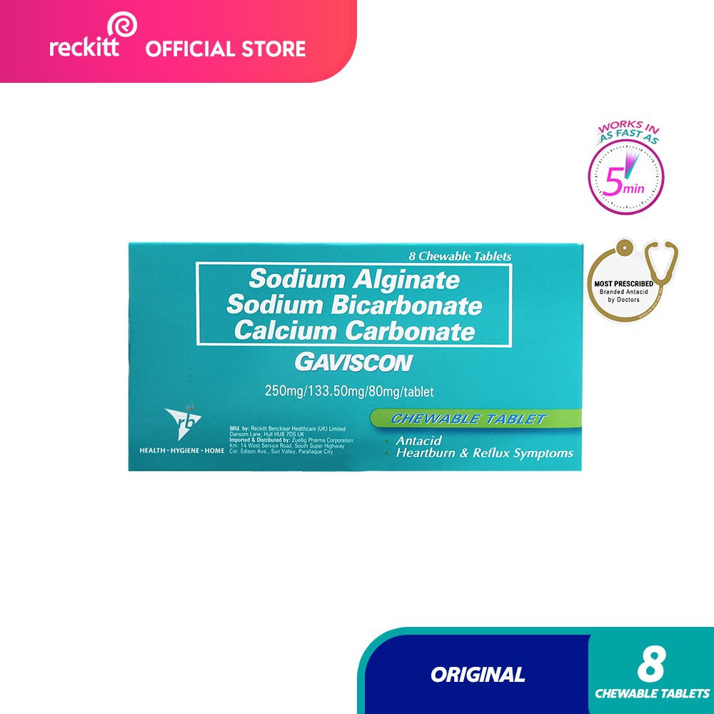 Gaviscon Original Tablet 250mg Pack of 8s | Shopee Philippines