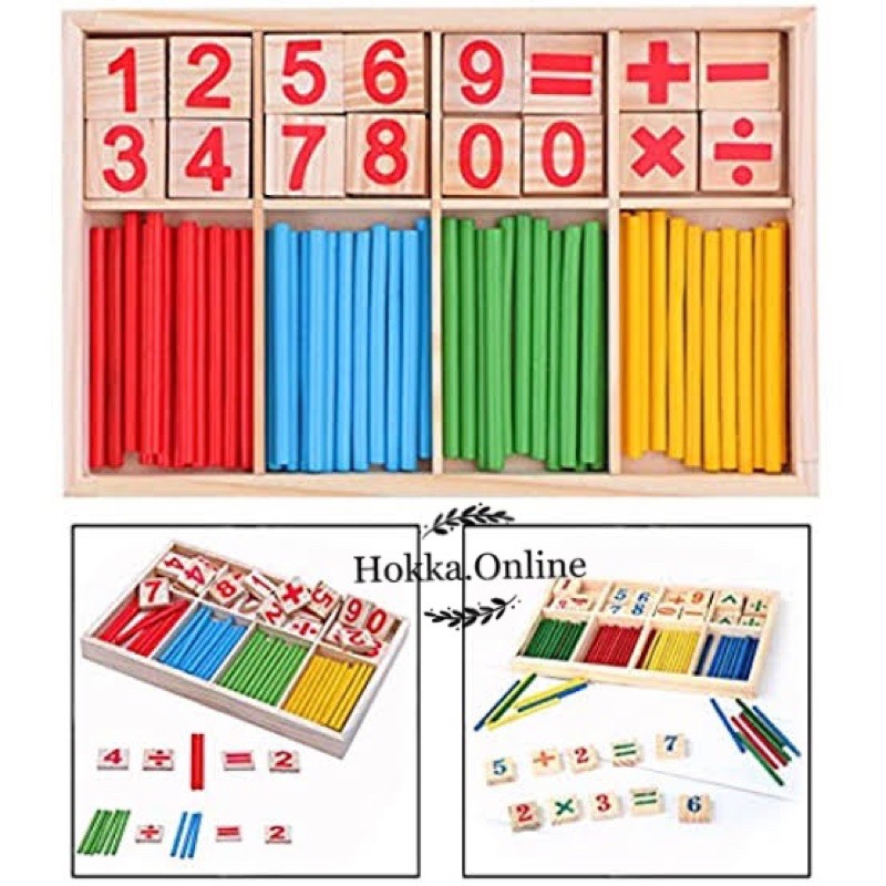 HOKKA Educational Popsicle Stick Set Wooden Materials (Numbers ...